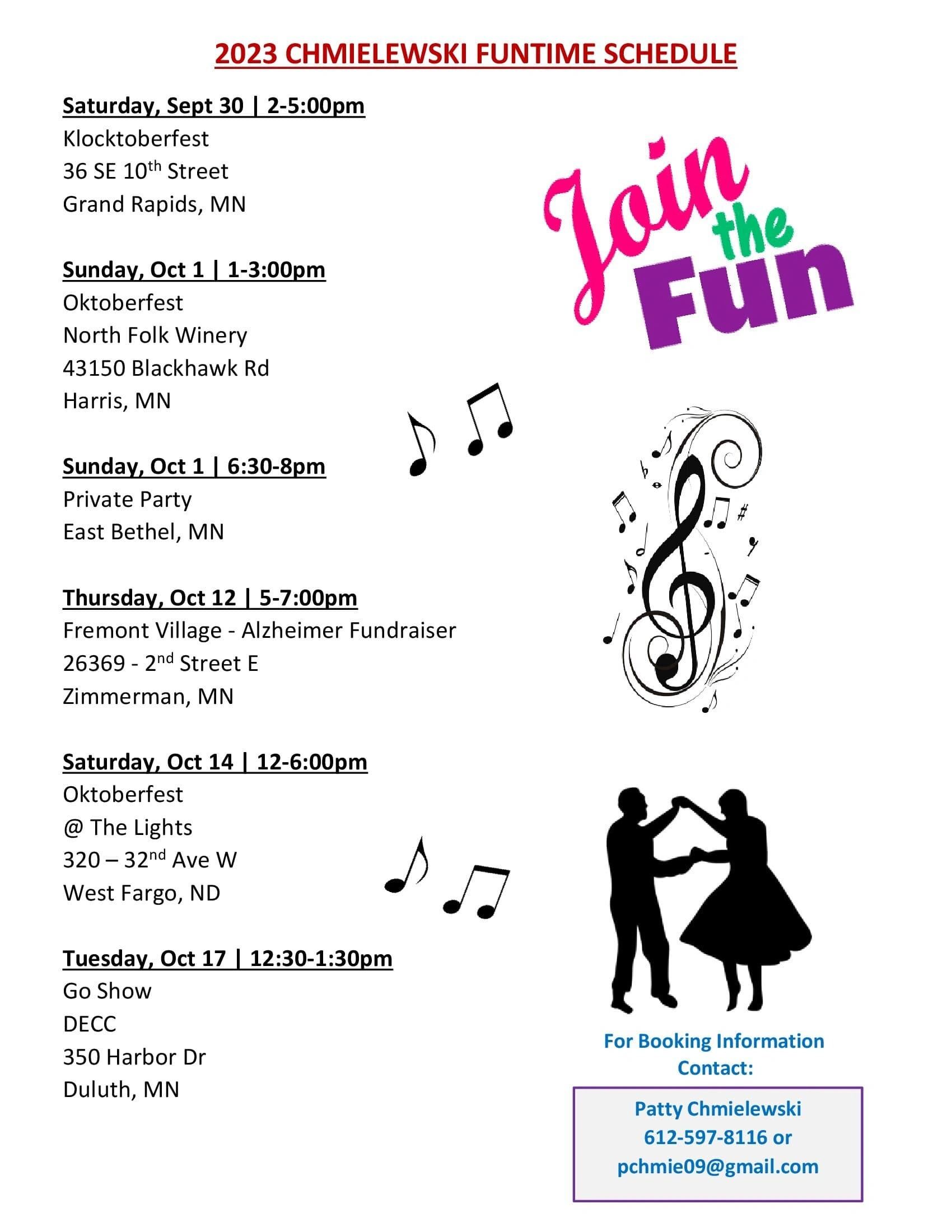 Funtime Band Schedule